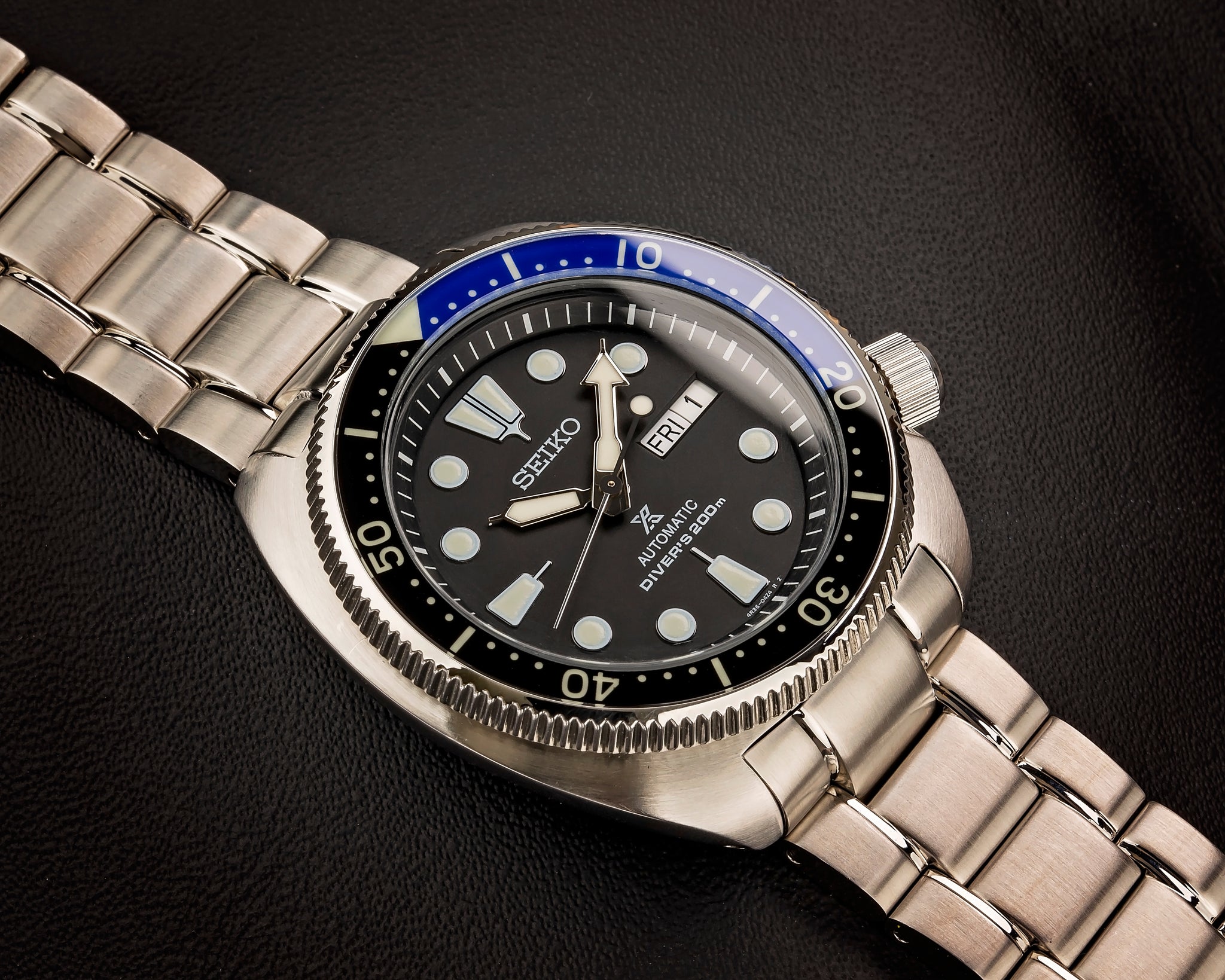Turtle "Seiko Style" - Lumed Sapphire "Batman" Bezel Insert – L.C.B.I