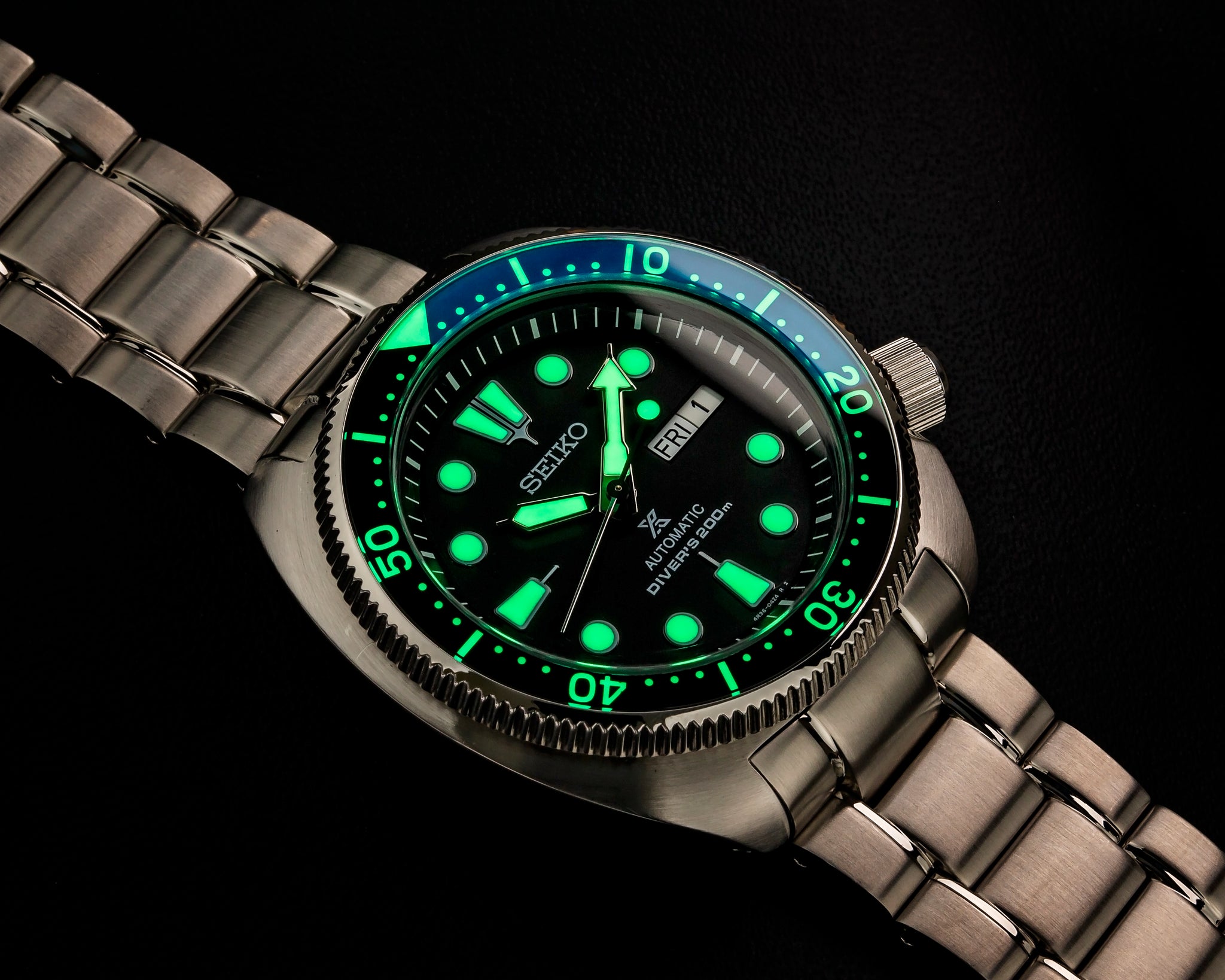 Turtle "Seiko Style" - Lumed Sapphire "Batman" Bezel Insert – L.C.B.I