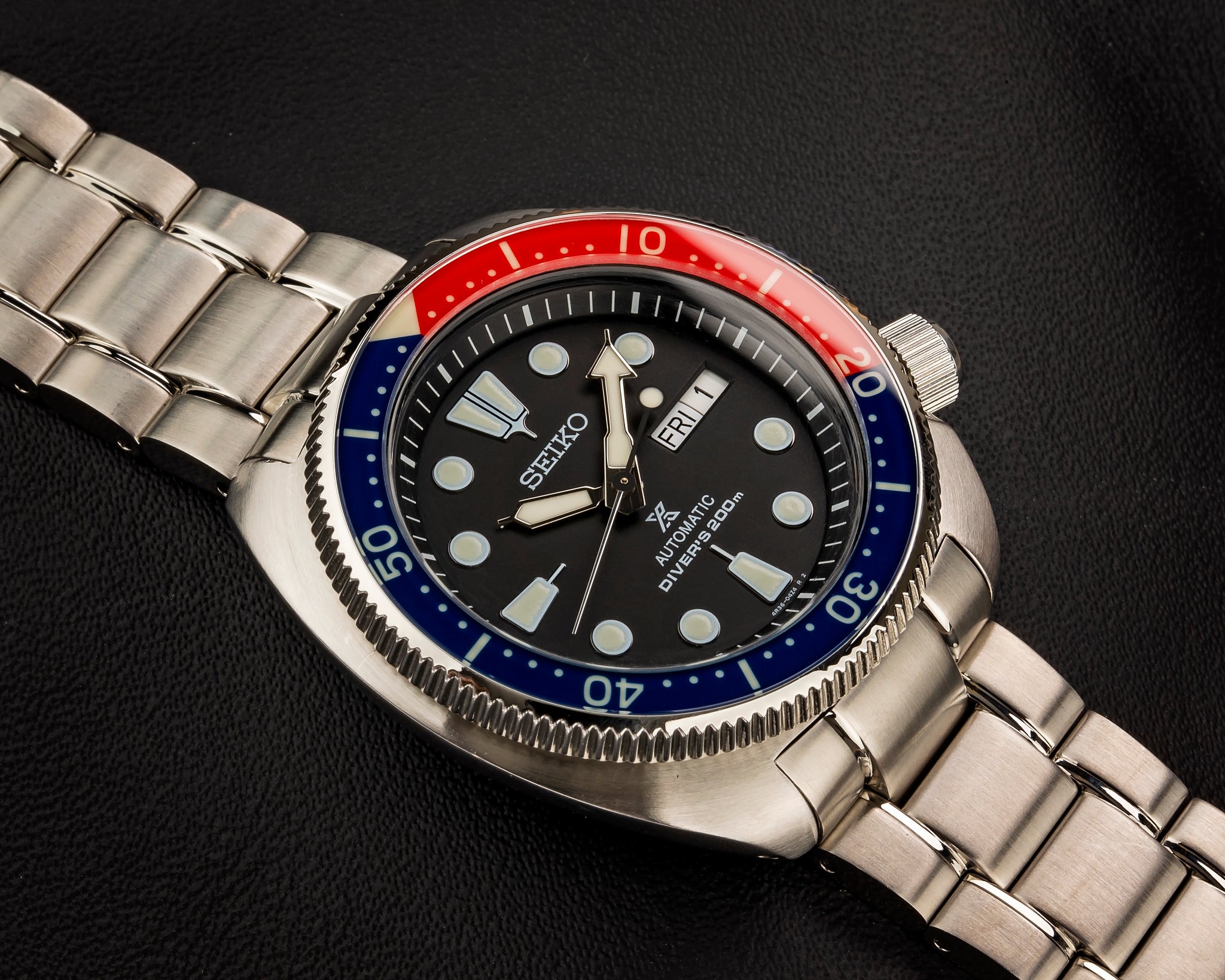 Turtle "Seiko Style" - Lumed Sapphire "Pepsi" Bezel Insert – L.C.B.I