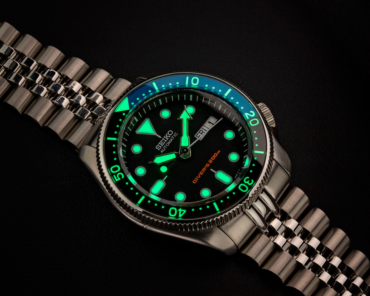 SKX "Seiko Style"- Lumed Sapphire "Batman" Bezel Insert – L.C.B.I
