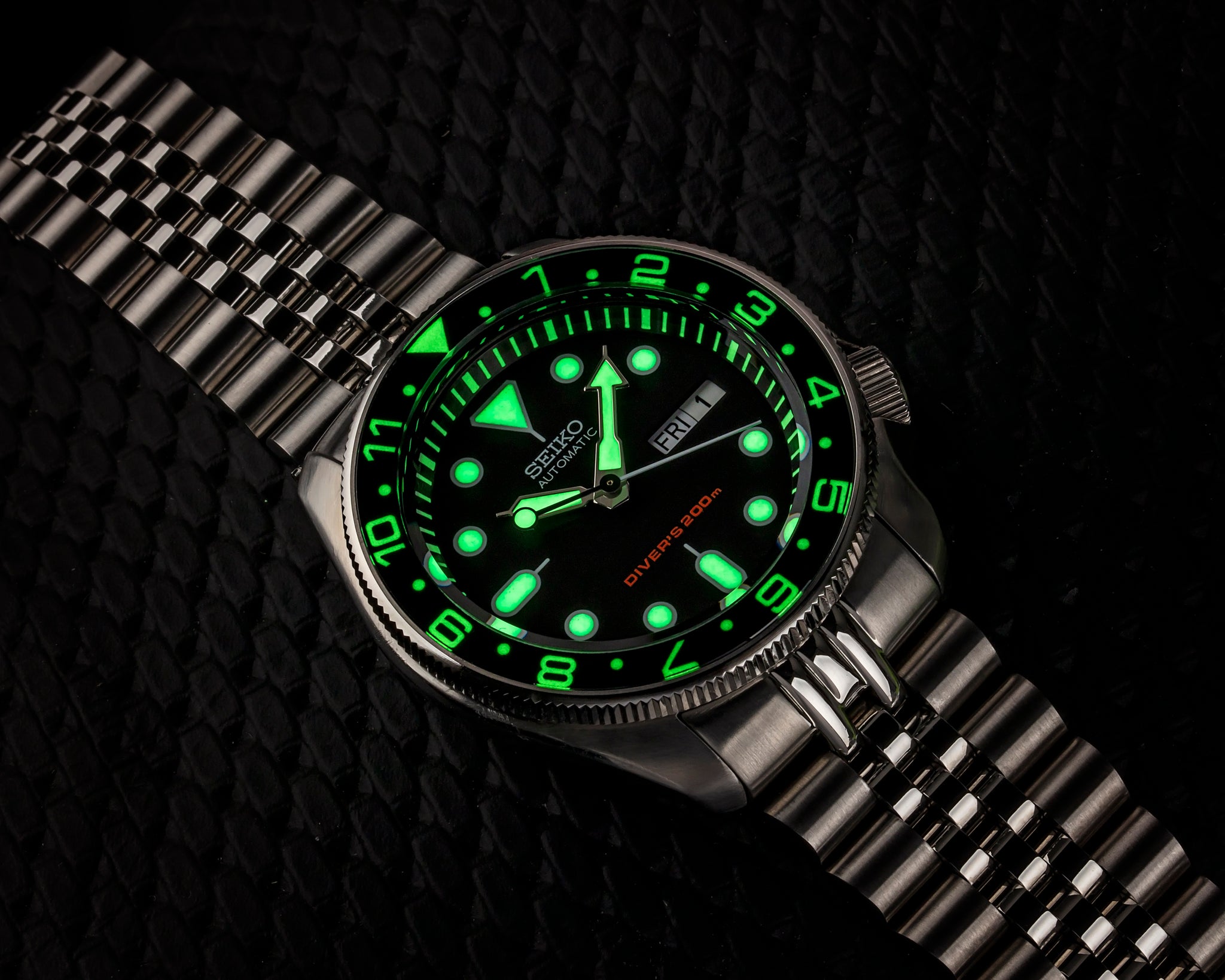SKX "12 Hour Style" Lumed Sapphire Bezel Insert- Black – L.C.B.I